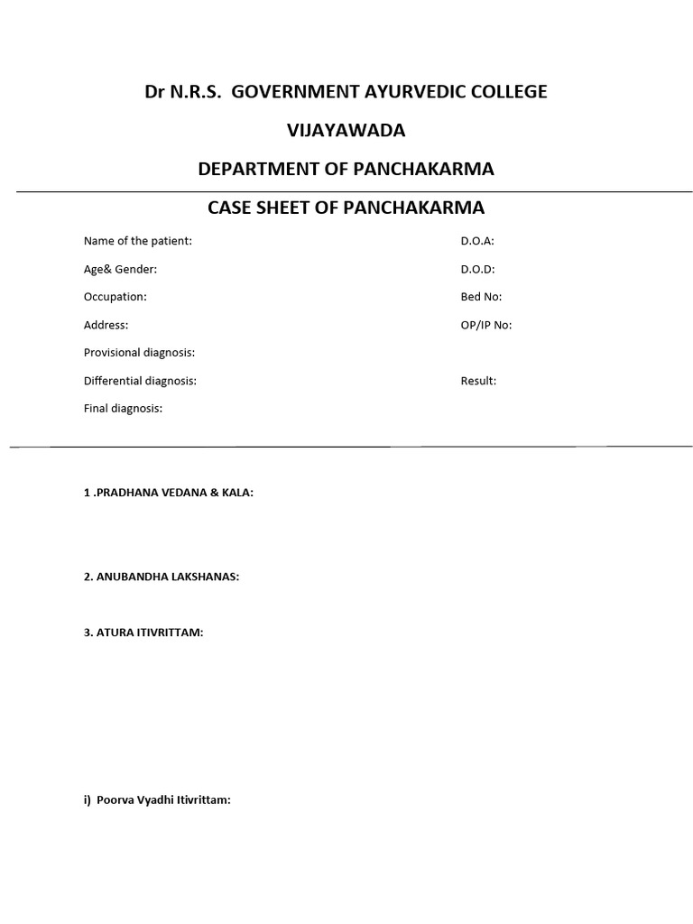 PK Final Case Sheet. | PDF