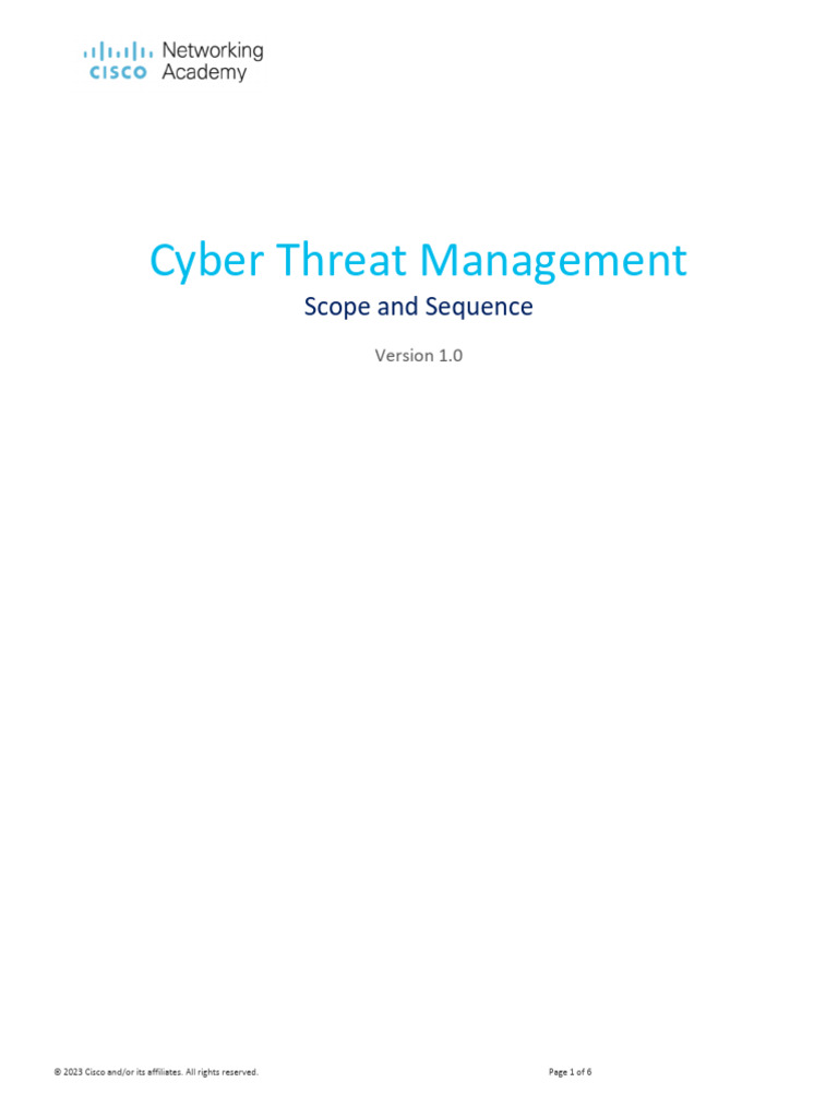 Cyber Threat Management v1 0 Scope and Sequence | PDF | Computer ...