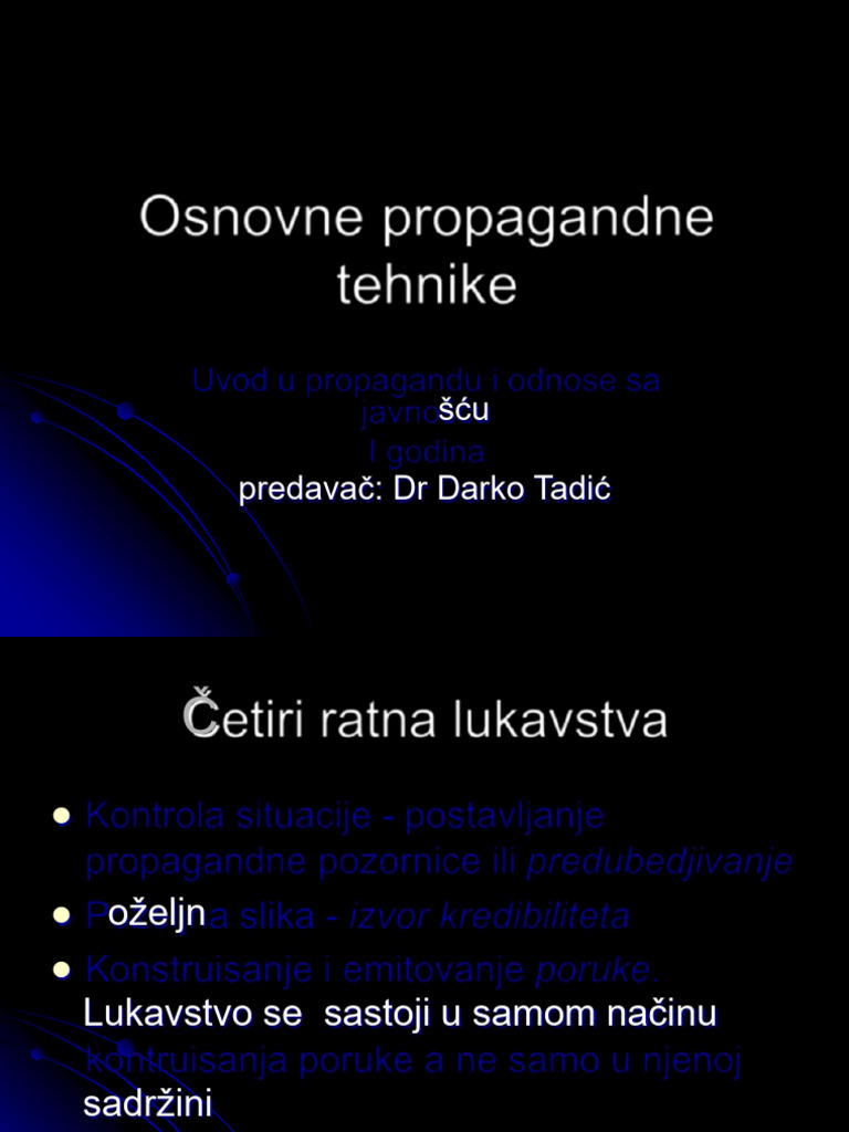Osnovne Propagandne Tehnike | PDF