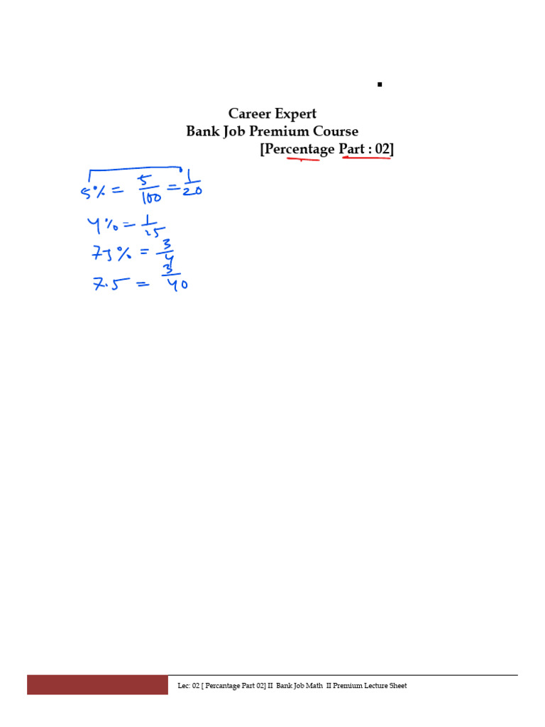 Bank Job Math: Percentage Problems | PDF | Percentage | Taxes