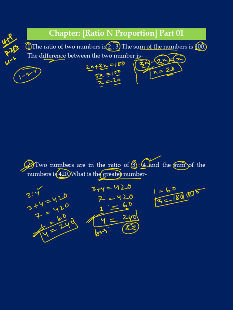 Ratio and Proportion Problems Explained | PDF | Ratio