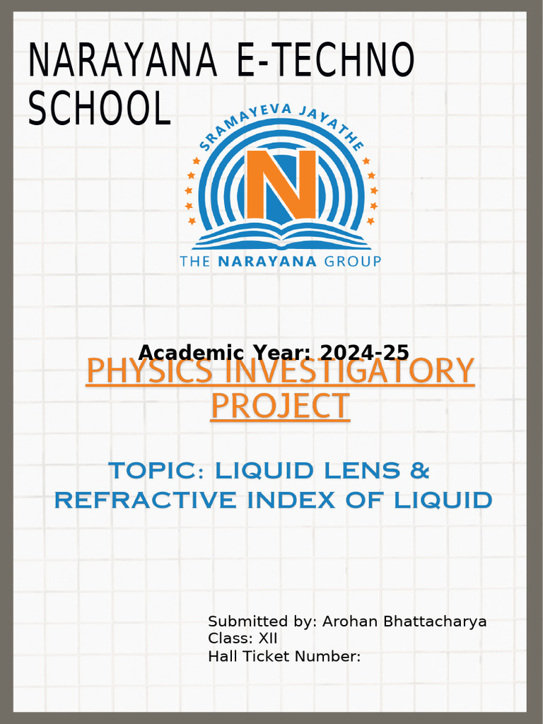 Liquid Lens Project for Class XII | PDF | Mirror | Electromagnetic ...