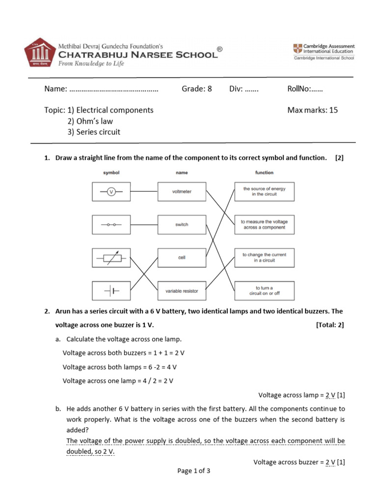 GR 8 Solution Worksheet Electricity | PDF | Voltage | Series And ...