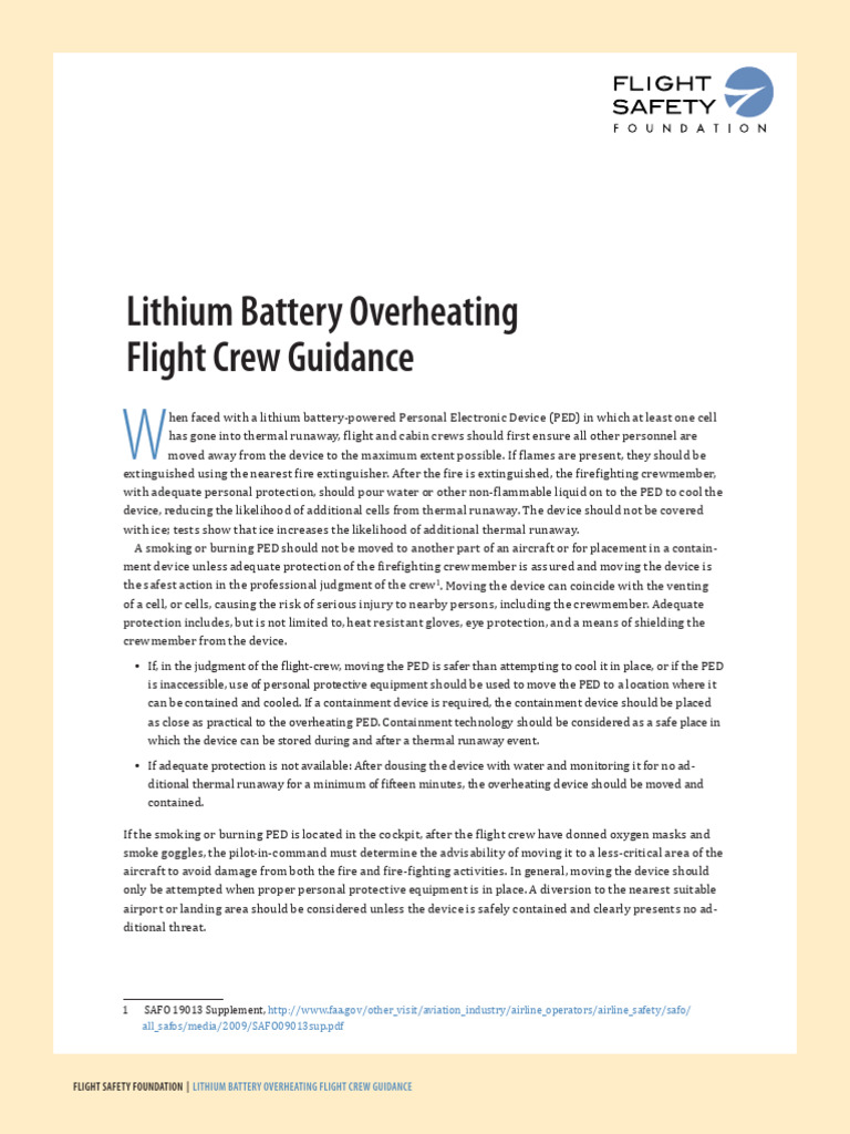 Lithium Battery Fire Safety for Flight Crews | PDF | Firefighting | Safety