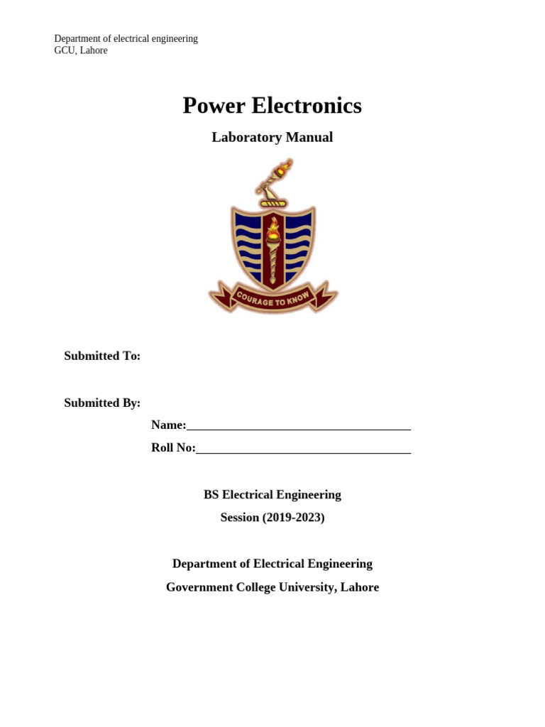 Power Electronics Lab Manual GCU Lahore | PDF | Rectifier | Bipolar ...