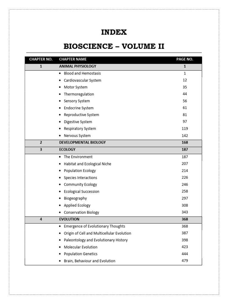 Index Bioscience - Volume Ii: Chapter No. Chapter Name Page No | PDF ...