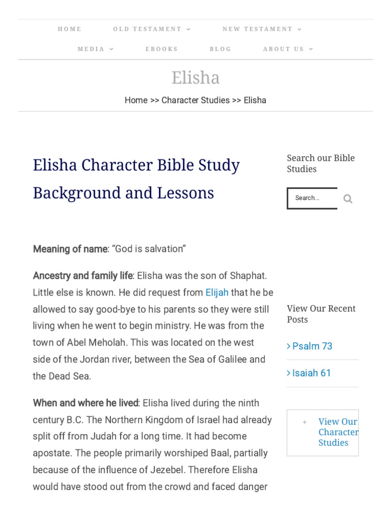Elisha Character Study Inductive Bible Study Notes | PDF | Books Of ...