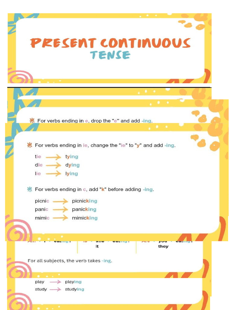 Present Continuous Tense | PDF
