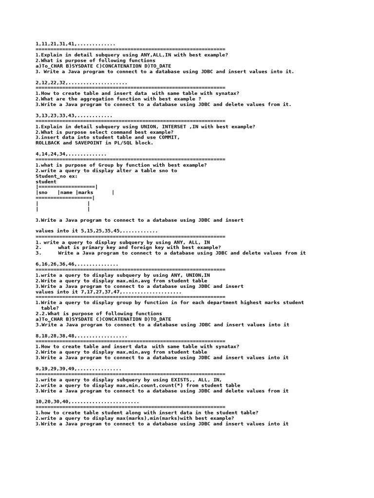 Dbms Lab Exam Questions Cs Ai | PDF | Databases | Computer Data