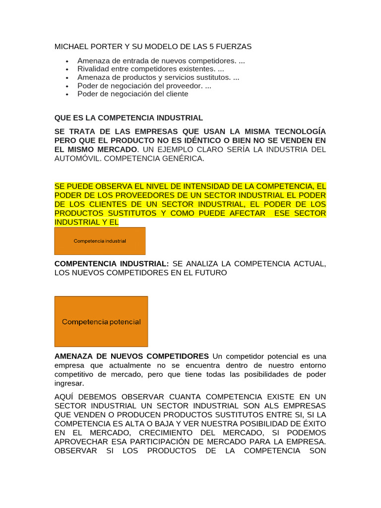Modelo de las 5 Fuerzas de Porter | PDF | Mercado (economía) | Marketing