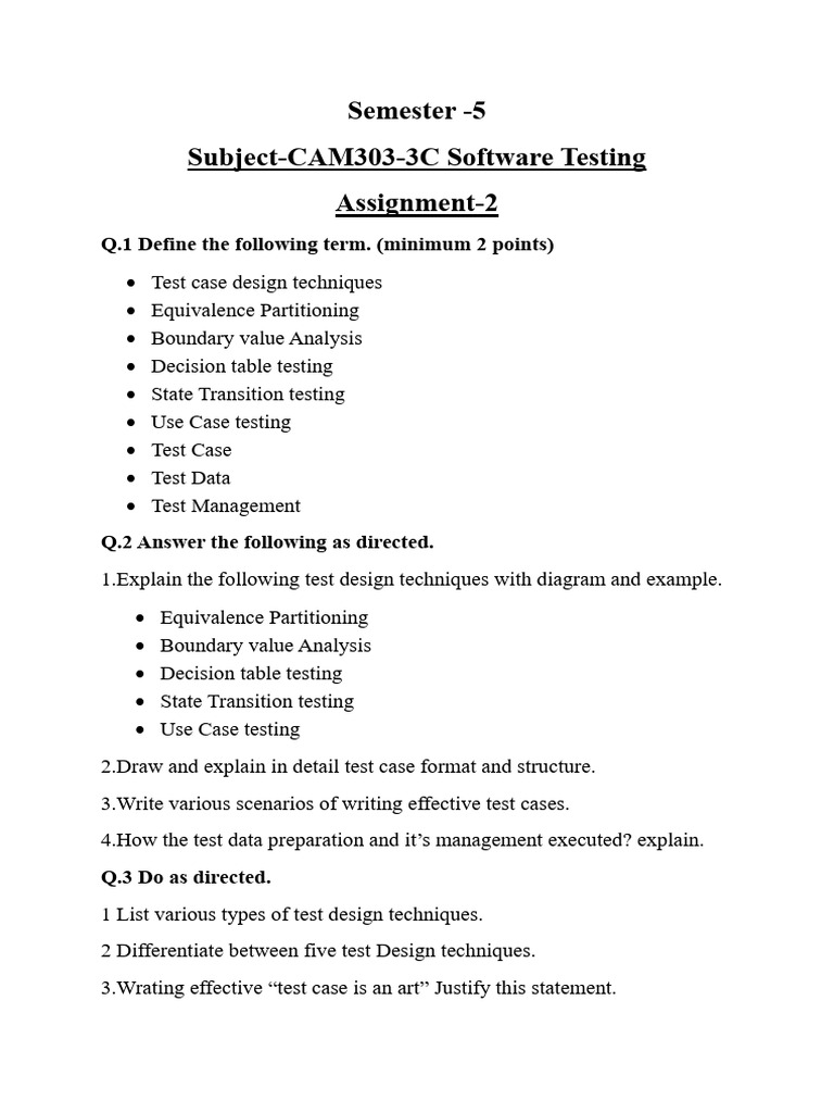 Semester-5 Software Testing Assignment-2 | PDF