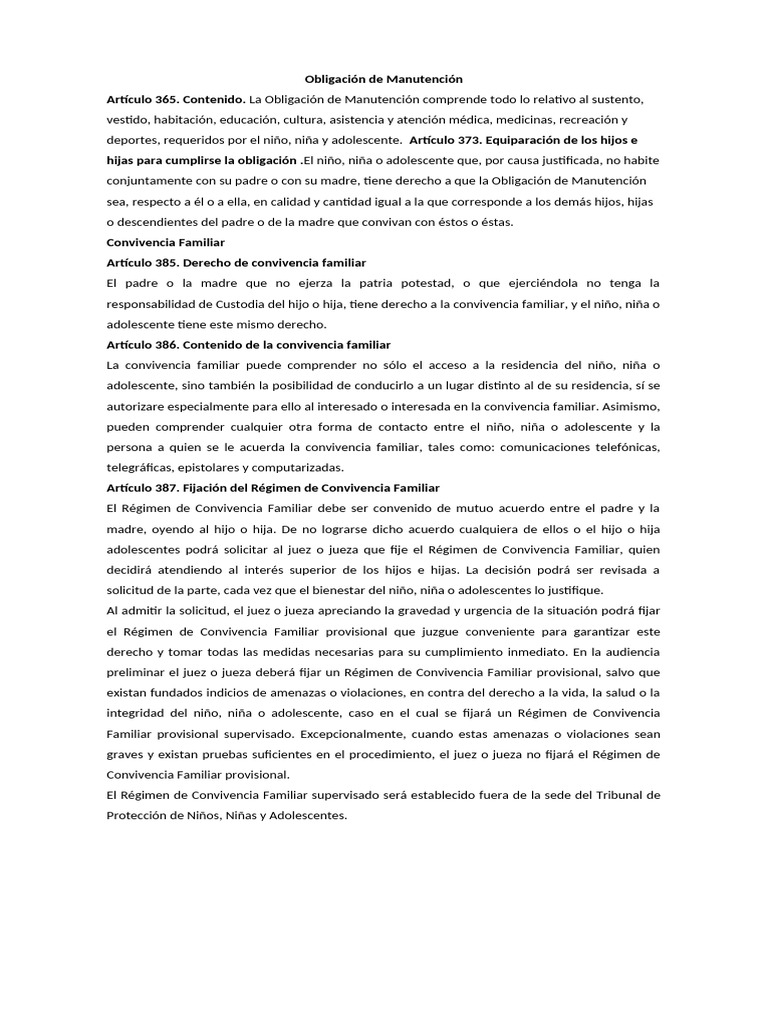 Obligación y Régimen de Manutención Familiar | PDF | Justicia | Crimen ...
