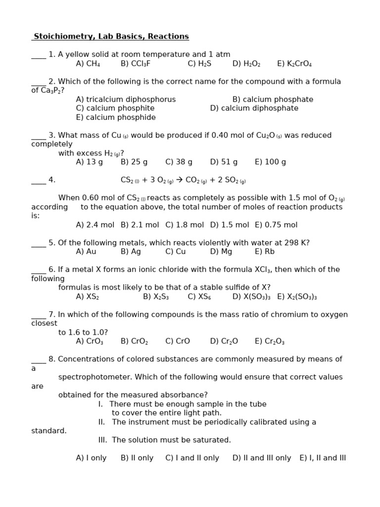 Pdf. AP Chem Test Bank (Not The Whole Thing) | PDF | Solubility | Magnesium