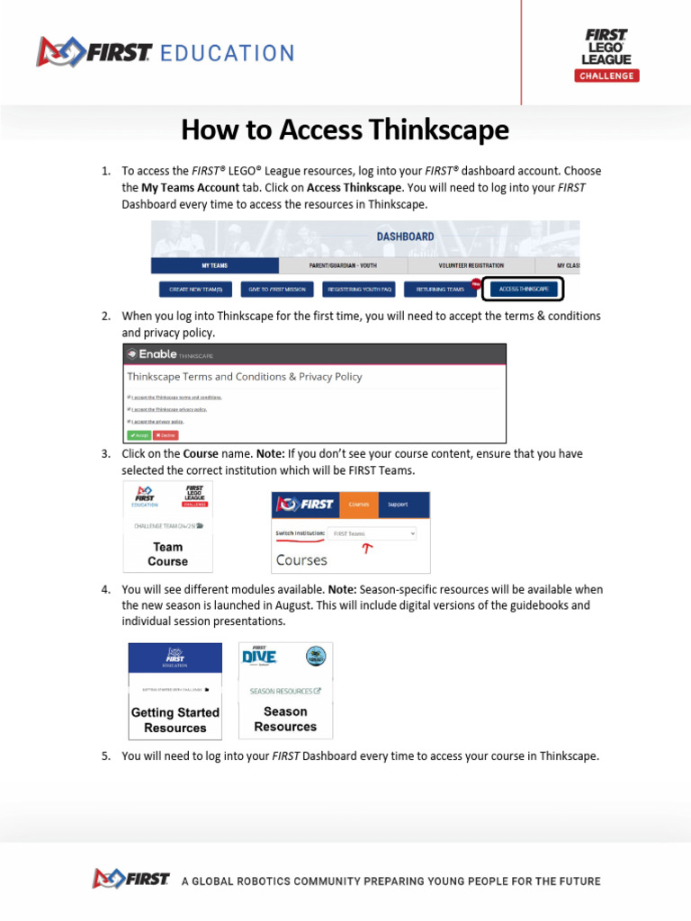 FLL Challenge Submerged Team Thinkscape Instructions | PDF
