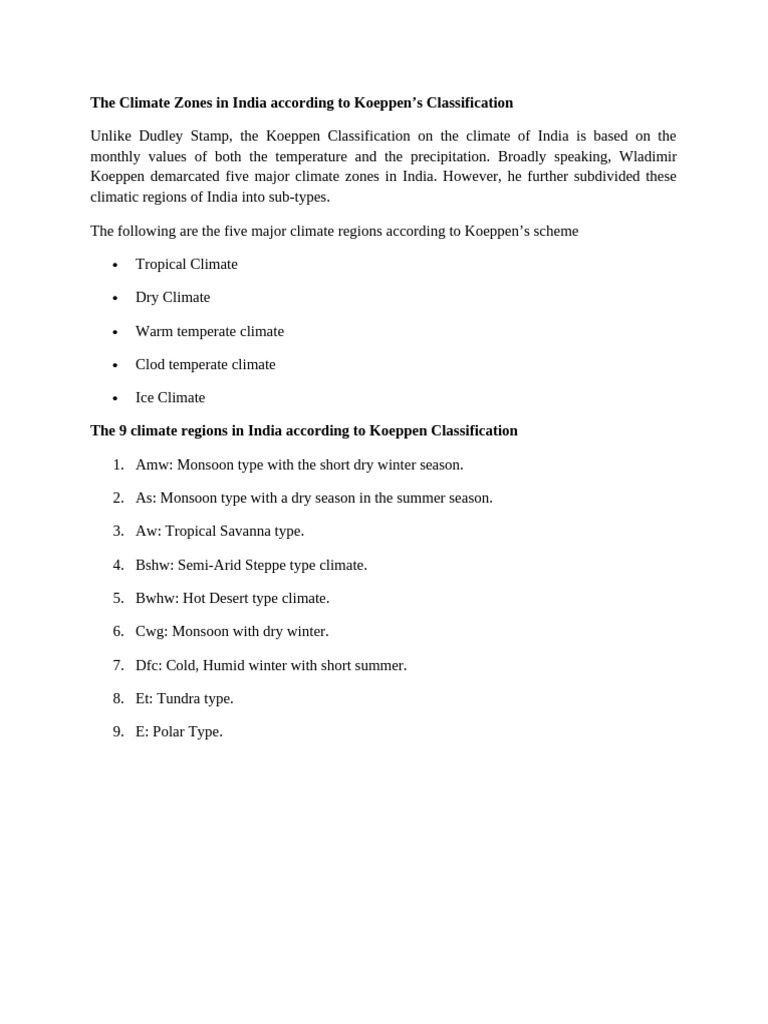 Koeppen Climate Zones in India | PDF | Rain | Monsoon