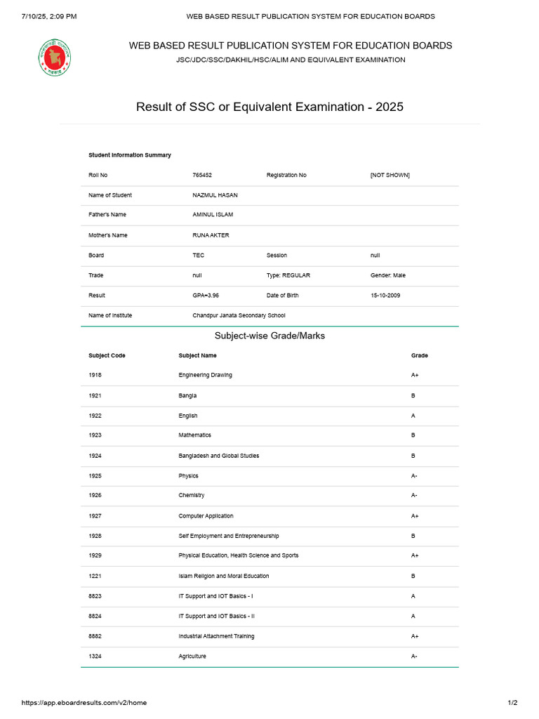 Web Based Result Publication System For Education Boards65654 | PDF ...