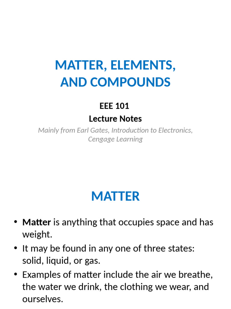 01 - Matter - Elements - Compounds | PDF | Atoms | Atomic Nucleus