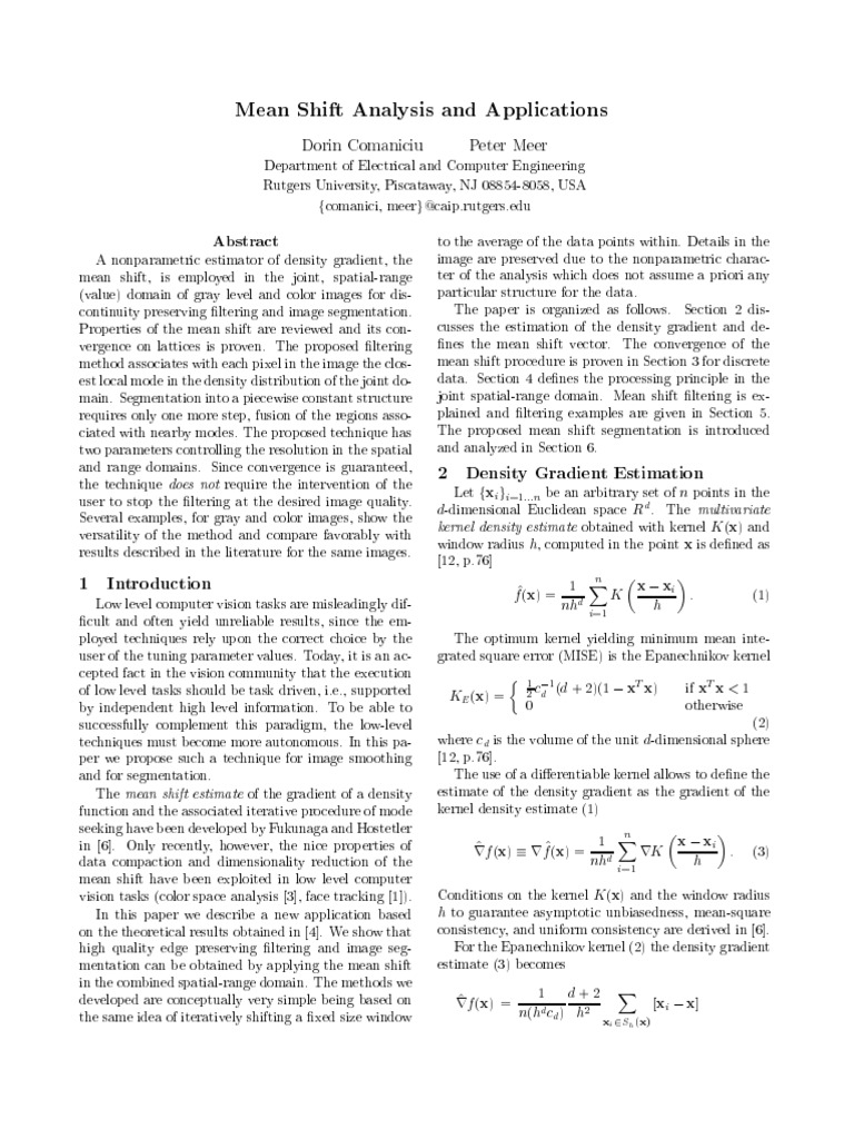 Mean Shift for Color Image Processing | PDF | Image Segmentation ...