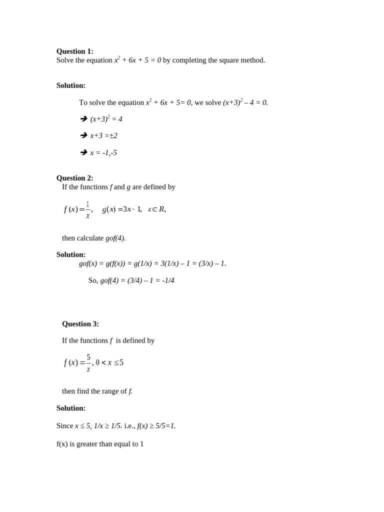 Practice Question and Solutions Lectures 6-8 Mth102 | PDF