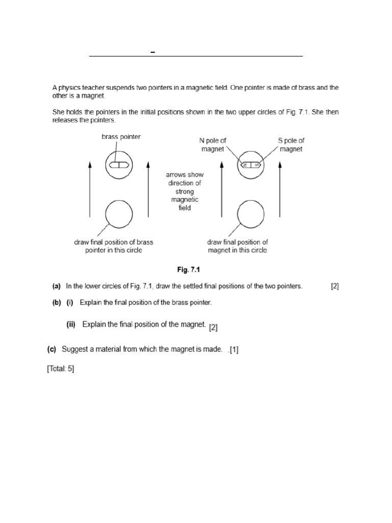 O-Level Physics - Magnetism Worksheet 2020 (Questions) | PDF