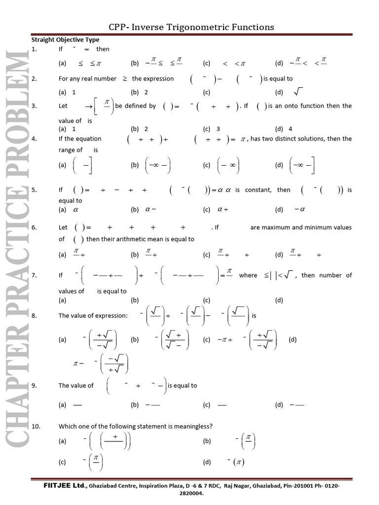 CPP Inverse Trigonometric Functions | PDF | Function (Mathematics) | Trigonometric Functions