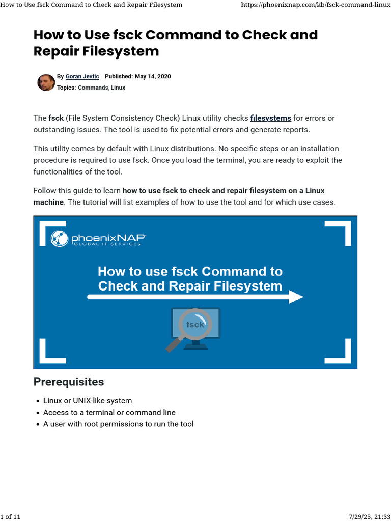 Using fsck for Linux Filesystem Repair | PDF | Booting | Computer ...