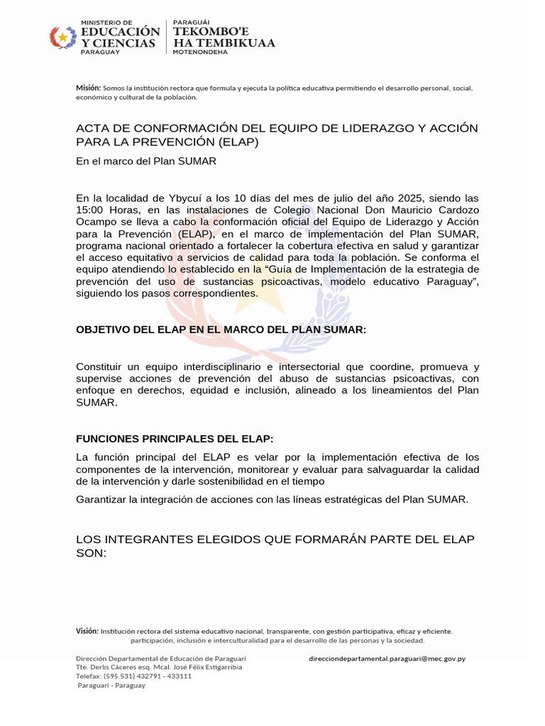 Conformación del ELAP en Plan SUMAR | PDF