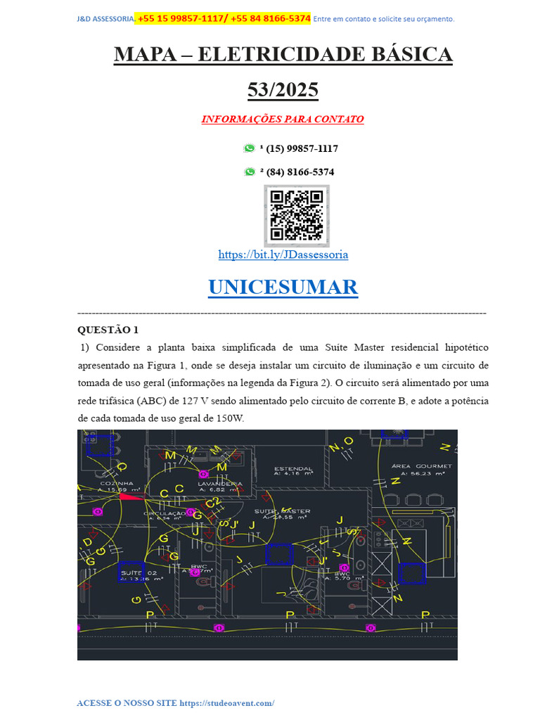 Mapa - Eletricidade Básica 53-2025 Unicesumar | PDF | Rede elétrica | Eletricidade