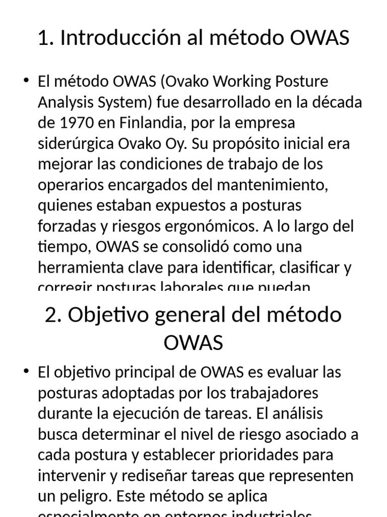 Metodo OWAS Presentacion Ampliada | PDF