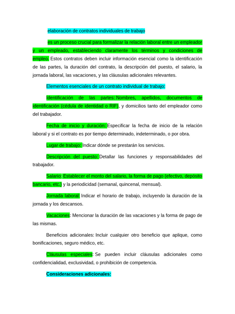 Guía para elaborar contratos laborales | PDF | Derecho laboral | Salario