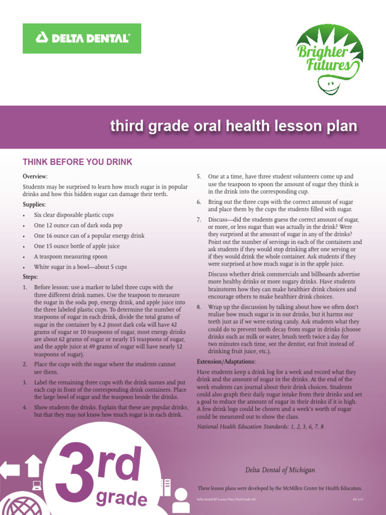 Delta Dental BF Lesson Plans Third Grade Mi1 | PDF | Sugar | Diet ...