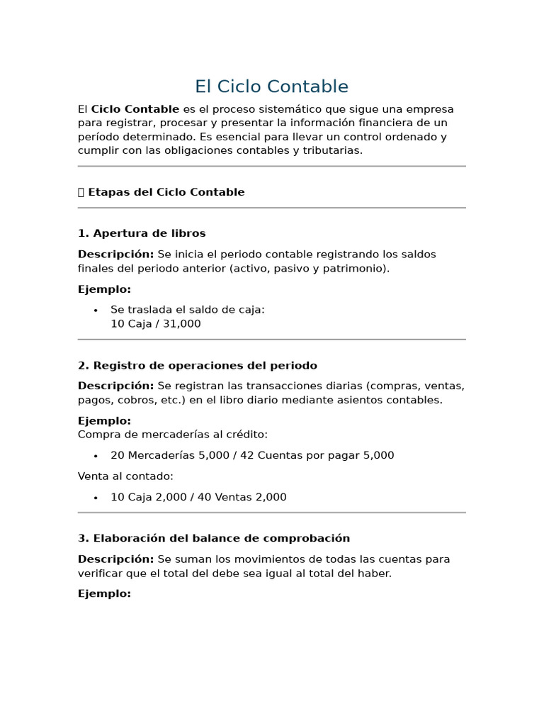 El Ciclo Contable | PDF | Contabilidad | Estado financiero