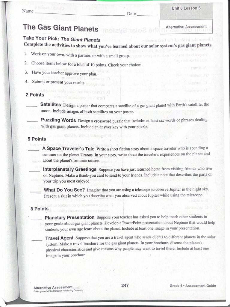 Gas Giant Planets Worksheet | PDF