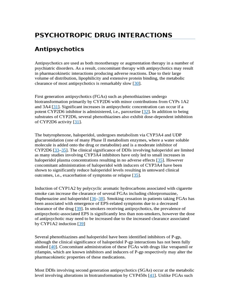 Psychotropic Drug Interactions | PDF | Selective Serotonin Reuptake ...