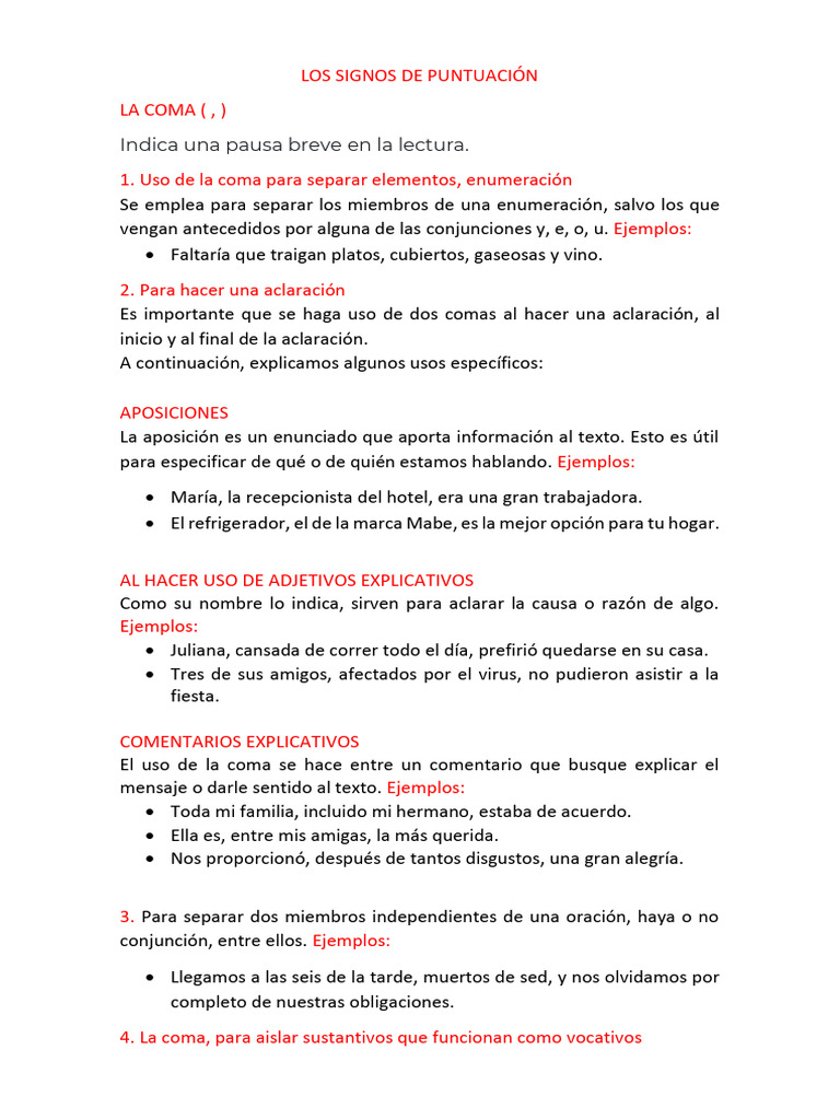 Signos de Puntuación | PDF | Coma | Gramática