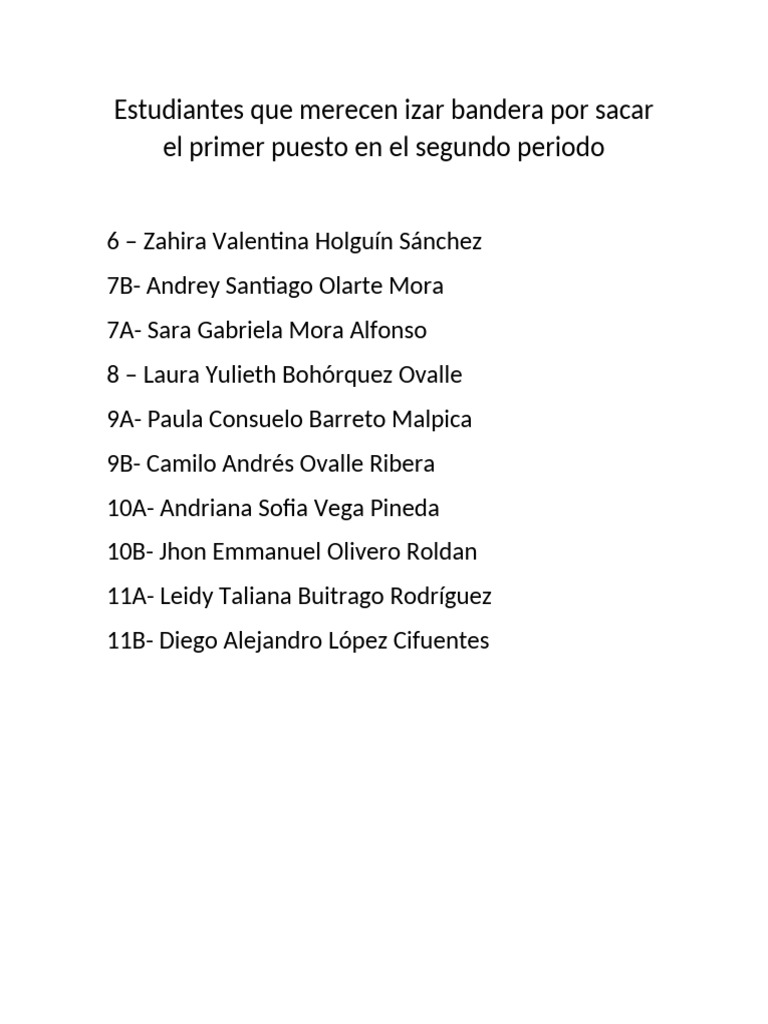 Estudiantes Que Merecen Izar Bandera Por Sacar El Primer Puesto en El ...