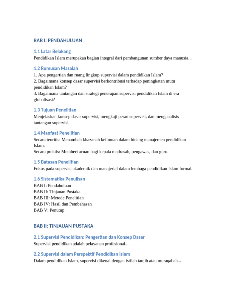 Skripsi Konsep Supervisi Pendidikan Islam | PDF