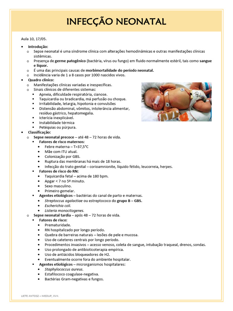 10 - Infecção Neonatal | PDF | Sepse | Especialidades médicas
