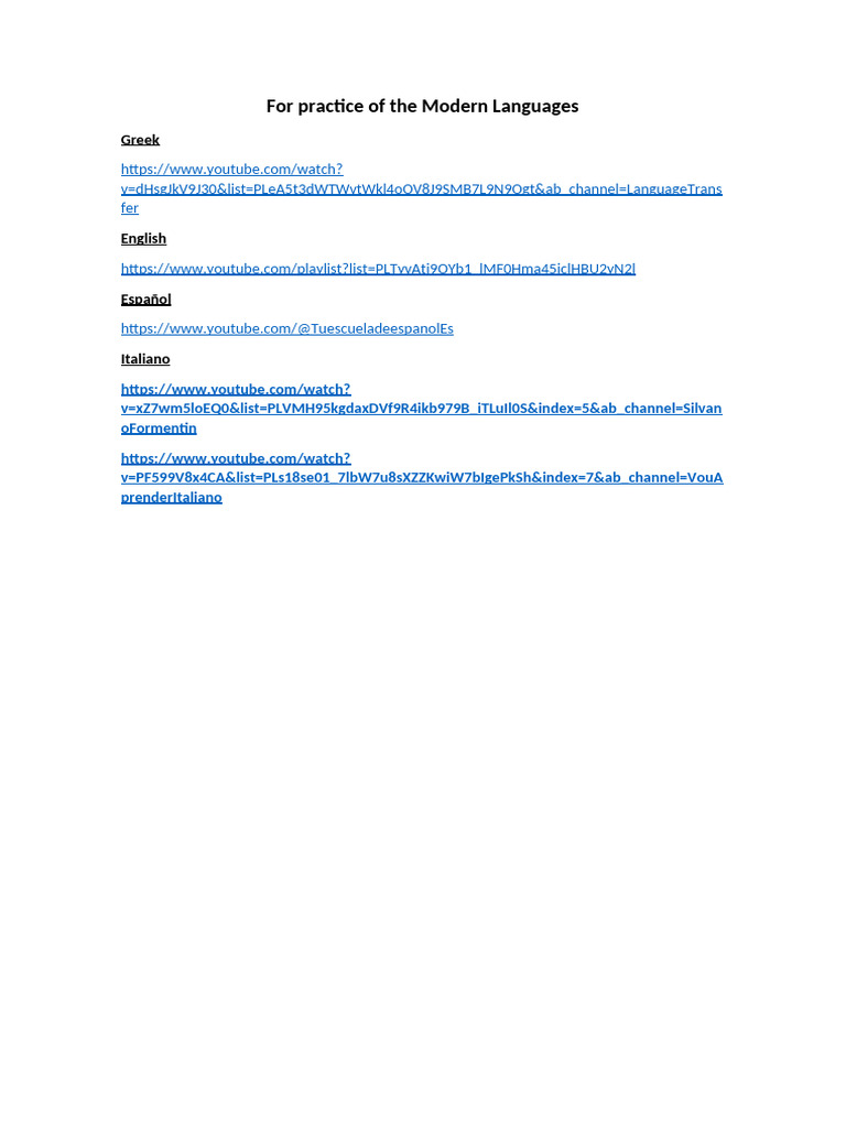 Modern Language Practice Resources | PDF