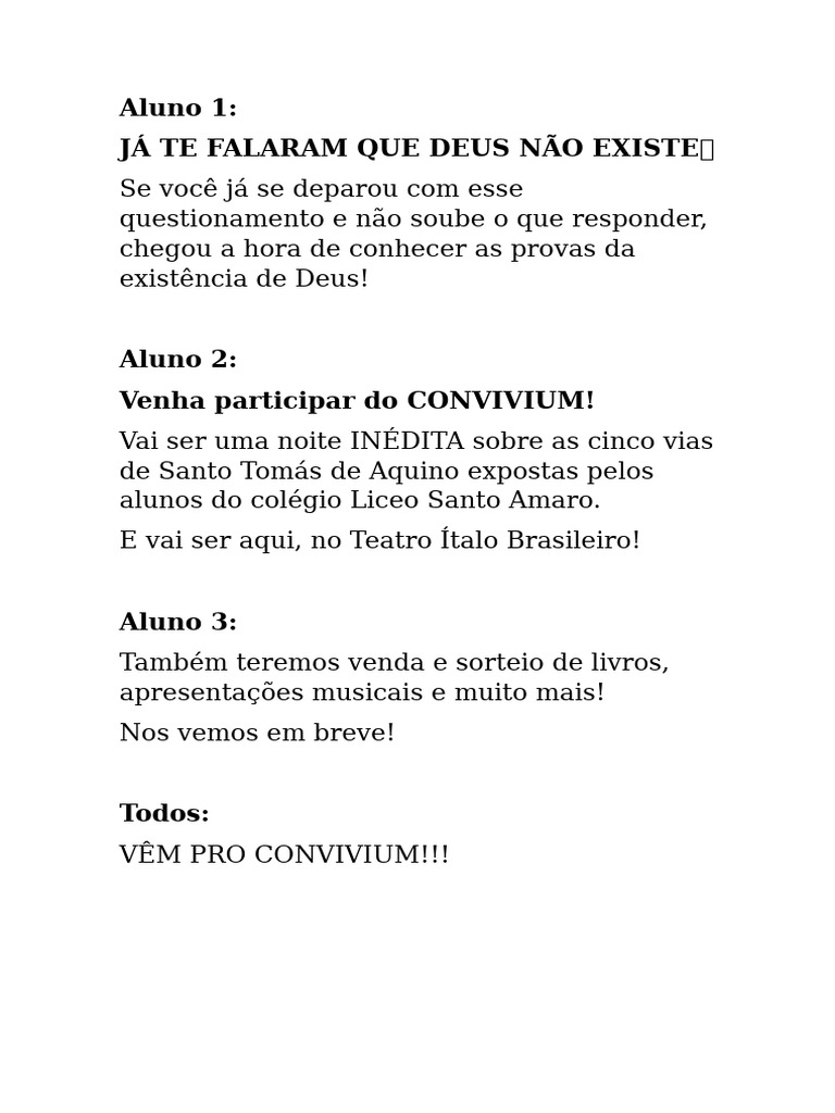 Chamado Para o Convivium | PDF