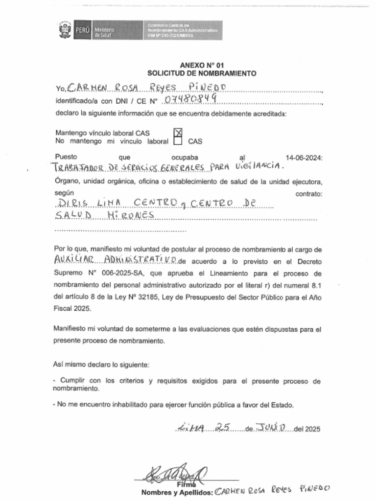 Solicitud Nombramiento | PDF