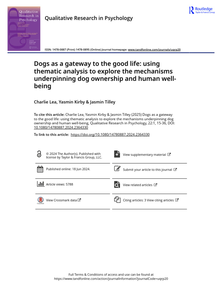 Dogs As A Gateway To The Good Life Using Thematic Analysis To Explore ...