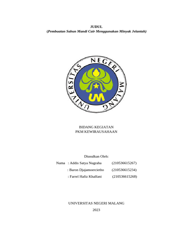 Template Proposal PKM K | PDF