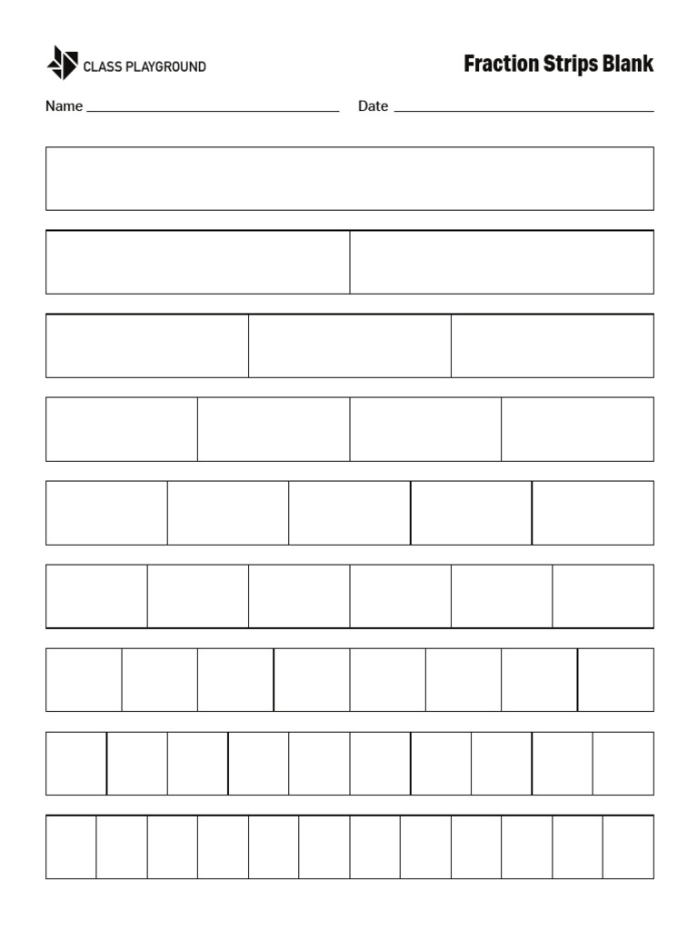 Fraction Strips Blank US Letter | PDF