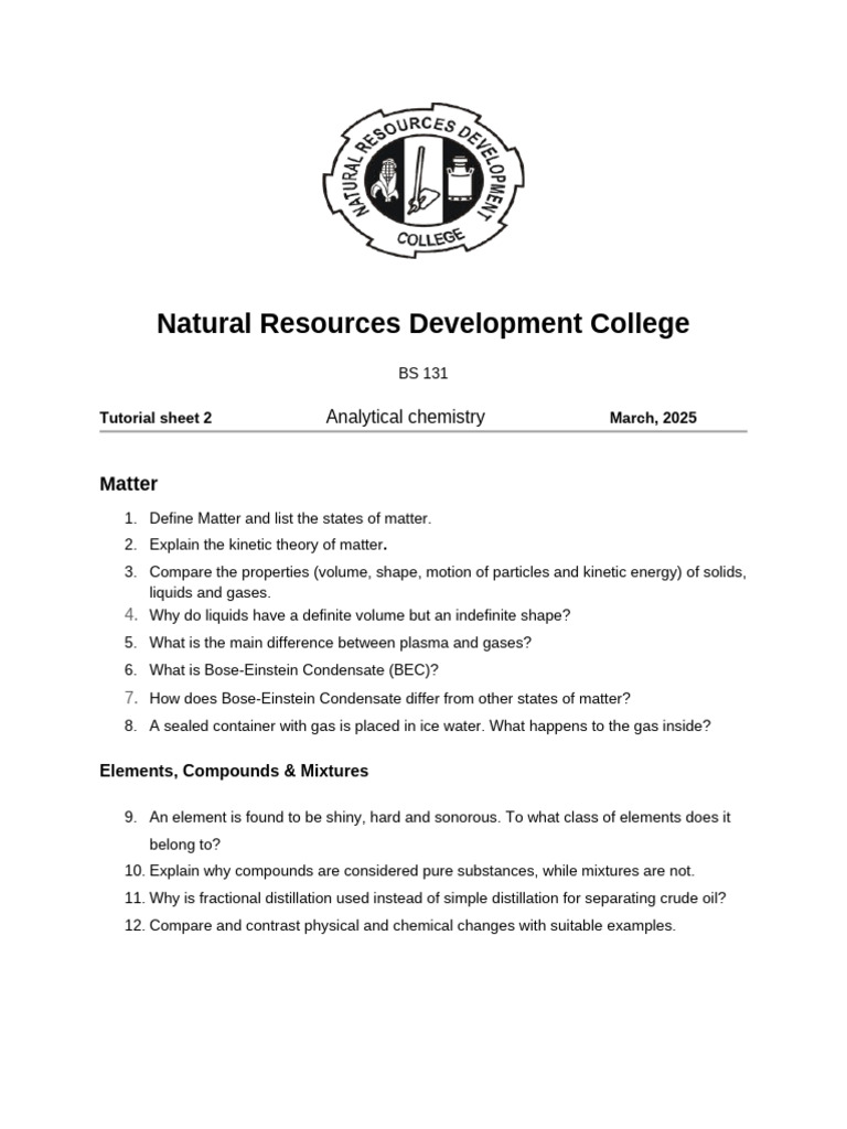 ANA. Tutorial Sheet 2 | PDF