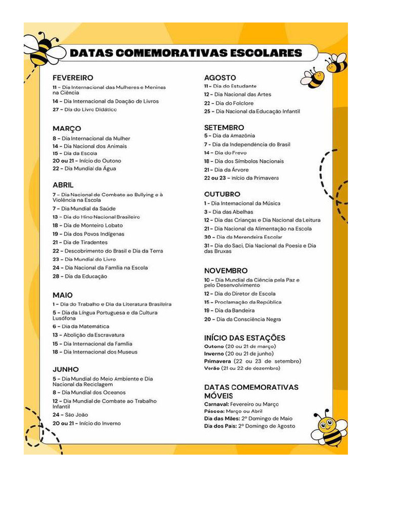 Datas Comemorativas Pdf