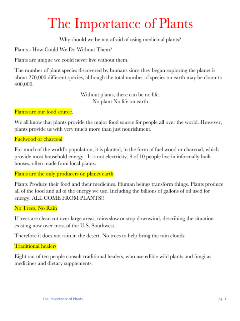Importance of Plants for Class 5 | PDF | Chili Pepper | Soil