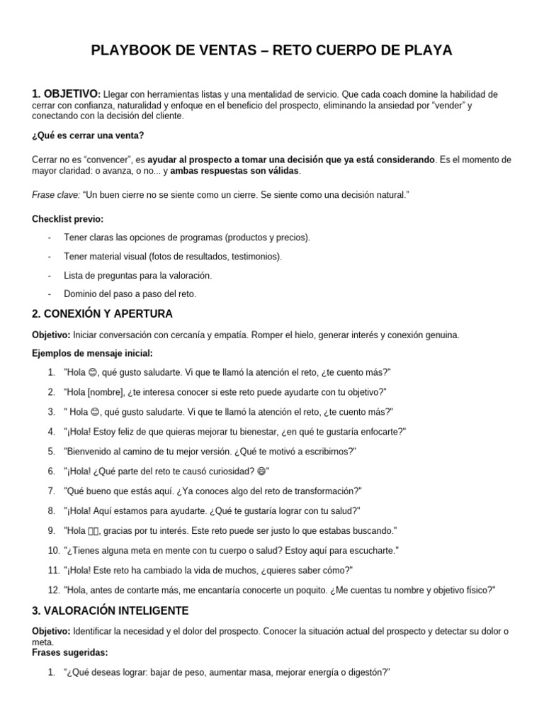 Playbook Ventas Reto | PDF