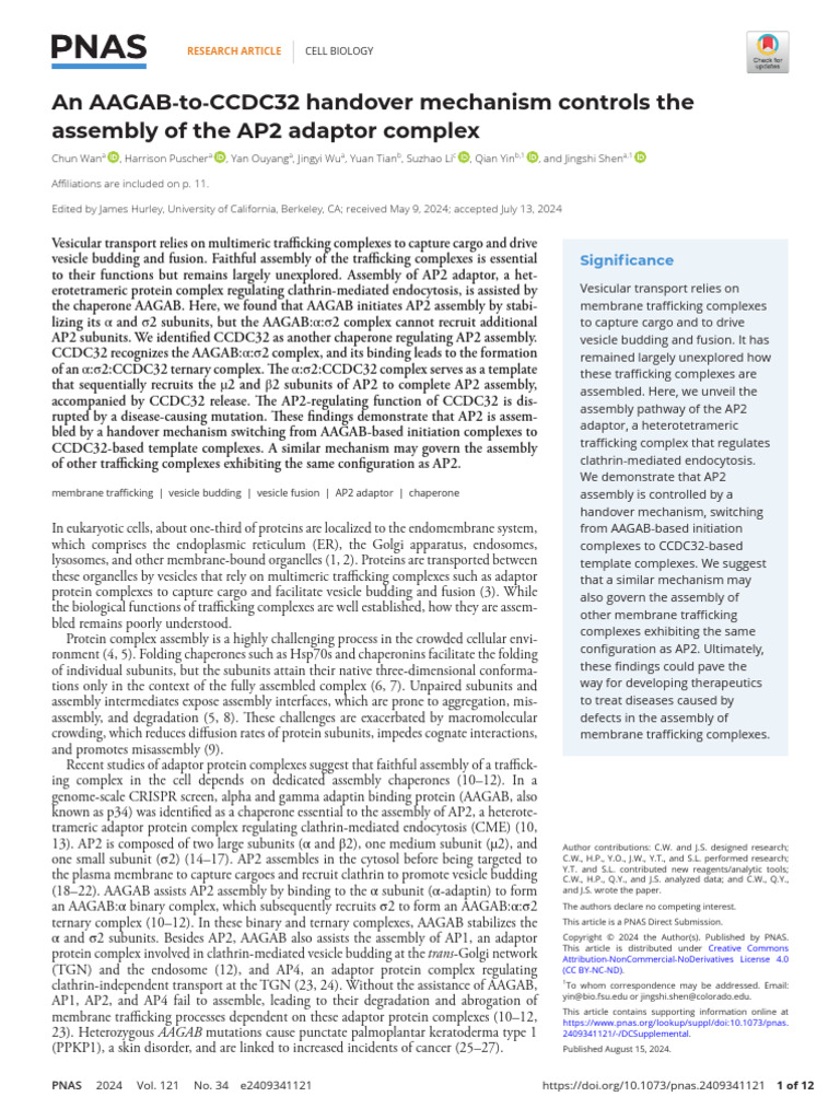 An AAGAB-to-CCDC32 Handover Mechanism Controls The Assembly of The AP2 ...
