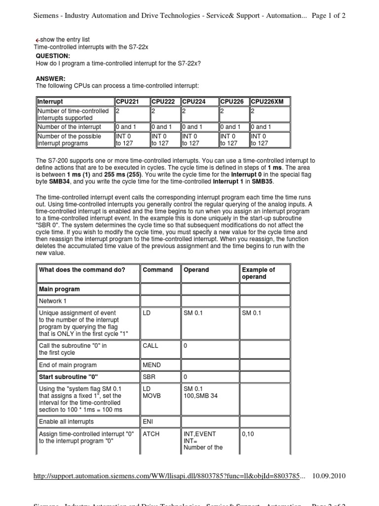 Time-Controlled Interrupts With The S7-22x | PDF | Computer Hardware | Computer Programming